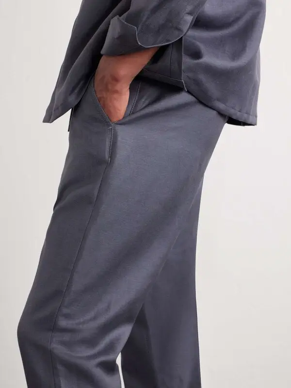 Canali Straight-leg Wool And Linen-blend Twill Suit Trousers