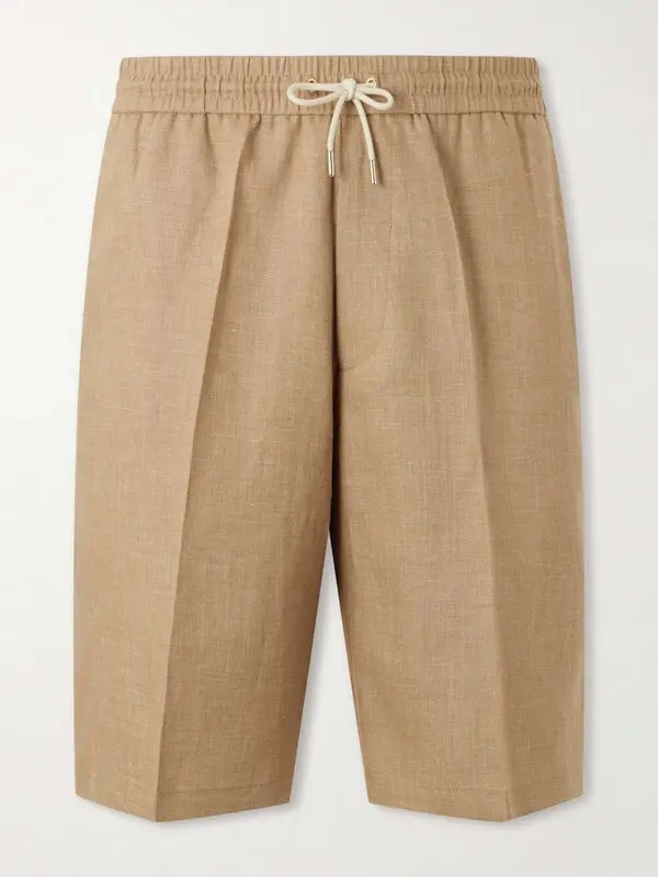 Paul Smith Pleated Linen Drawstring Shorts - Natural