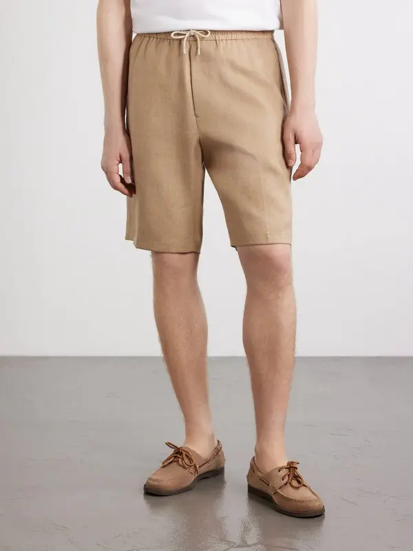 Paul Smith Pleated Linen Drawstring Shorts - Neutrals