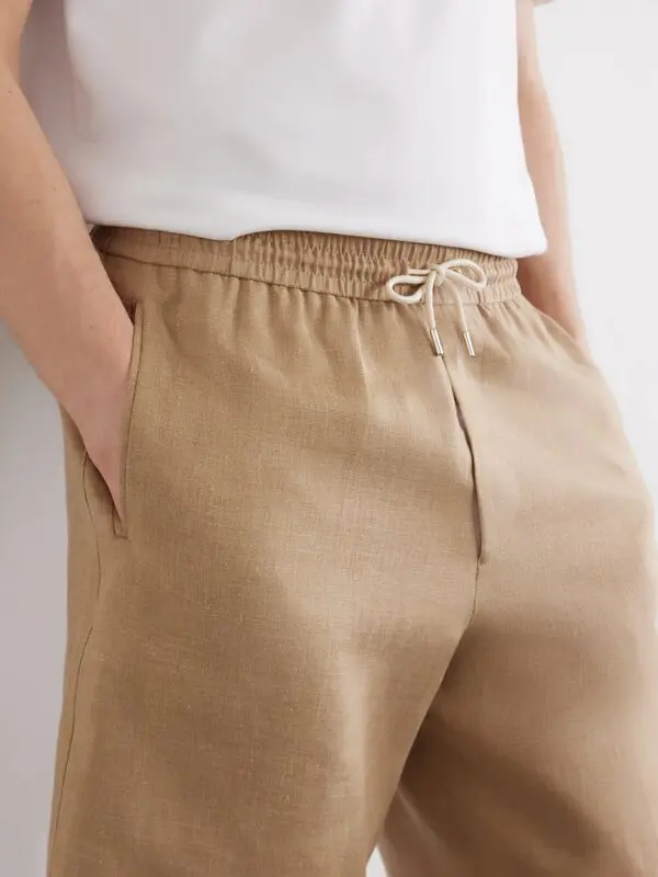 Paul Smith Pleated Linen Drawstring Shorts - Neutrals