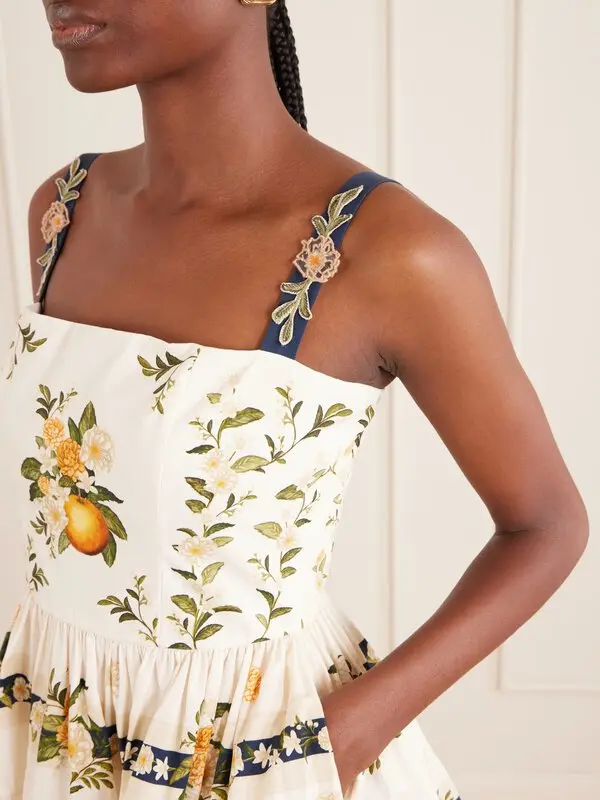 Agua Bendita Lima Valle" Floral Print Cotton Mini Dress