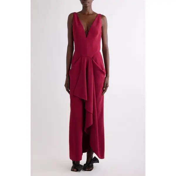 Givenchy Waterfall Stretch Crepe Cady Gown - Red Cherry