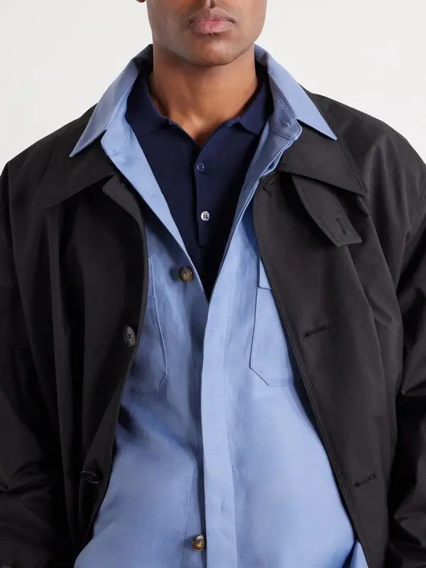 Canali Wool And Linen-blend Twill Shirt - Blue