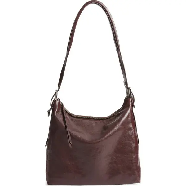 LEMAIRE Small Belted Leather Hobo Bag - Chianti