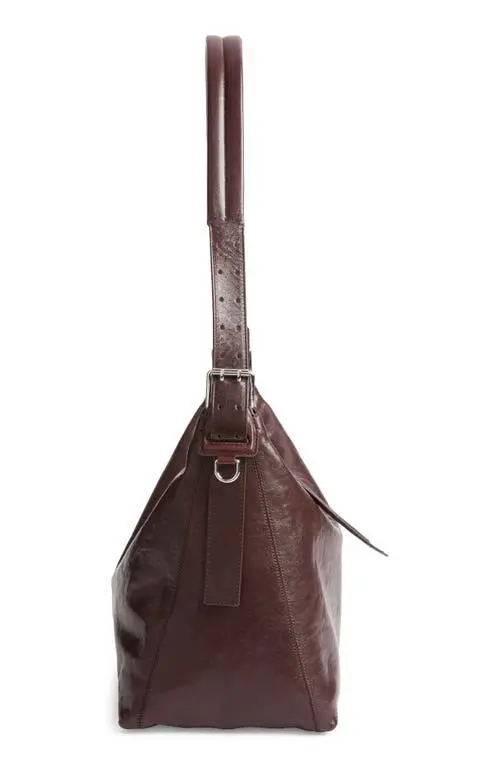 LEMAIRE Belted Leather Hobo Bag - Chianti