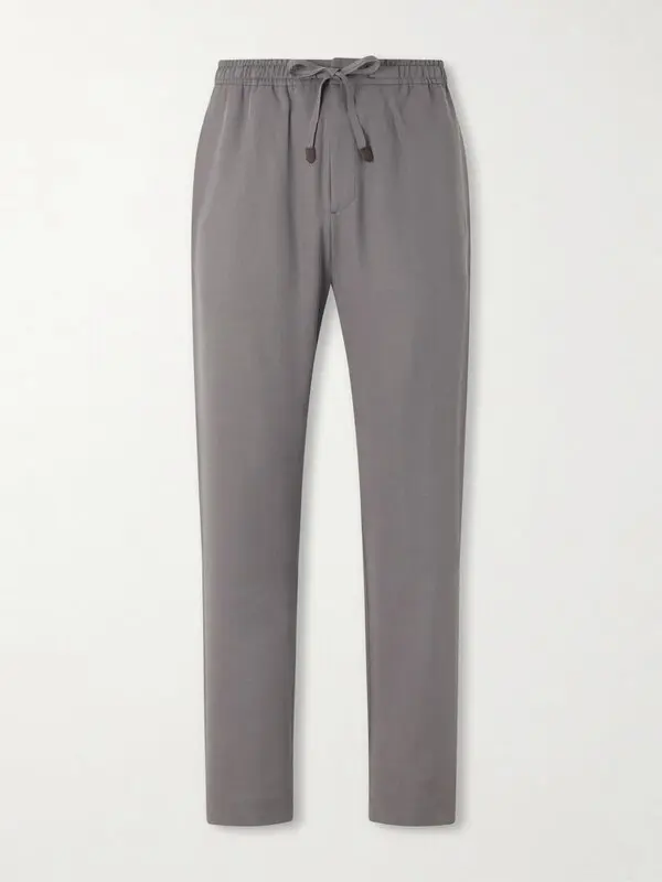 Canali Straight-leg Lyocell Drawstring Trousers - Gray