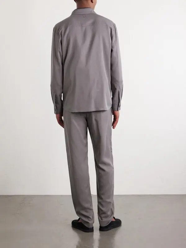 Canali Straight-leg Lyocell Drawstring Trousers - Gray