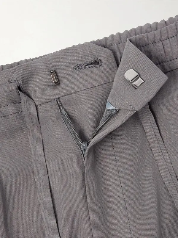 Canali Straight-leg Lyocell Drawstring Trousers - Gray