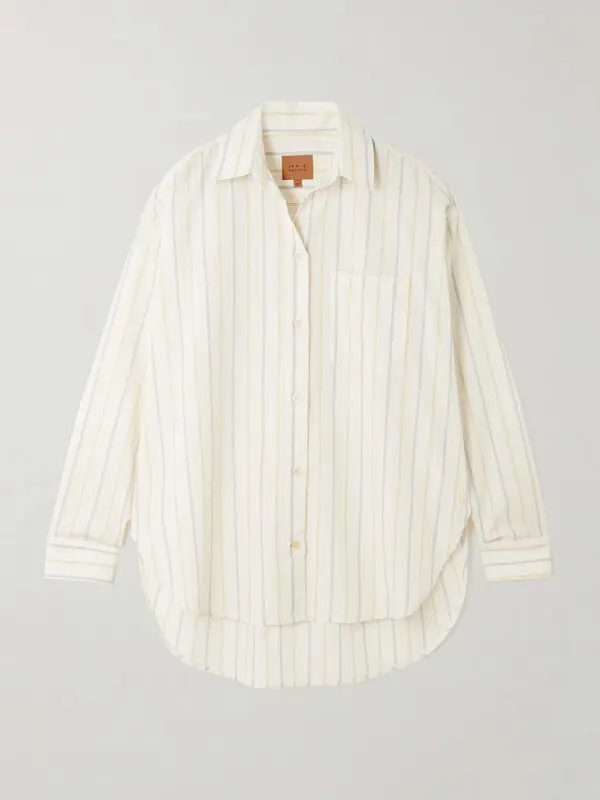 JAMIE HALLER Essential Striped Cotton-poplin Shirt - Ivory