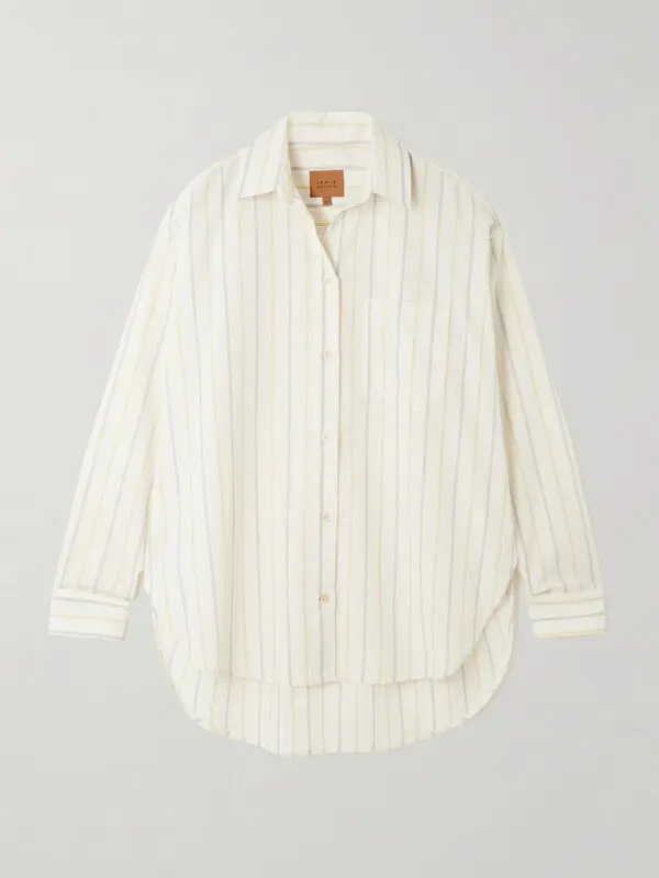JAMIE HALLER Essential Striped Cotton-poplin Shirt - Neutrals