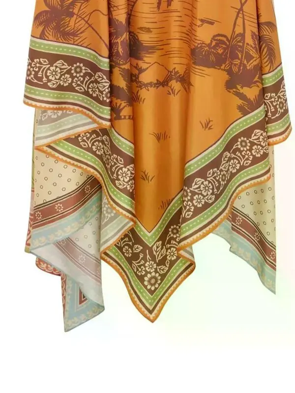 ALEMAIS Alberta Graphic-print Handkerchief-hem Midi Dress