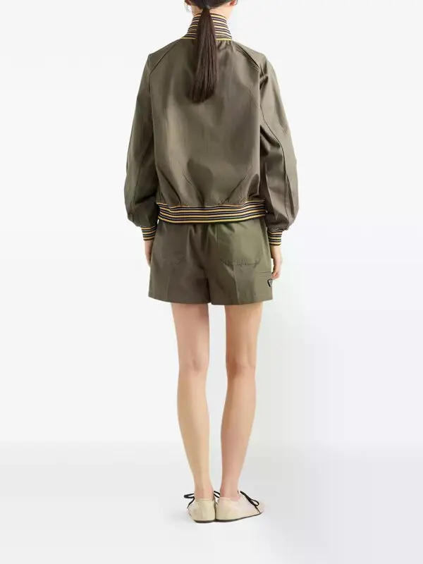 Prada Cotton Poplin Shorts With Drawstring Waist - Green