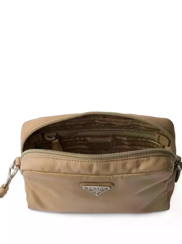 Prada Small Re-nylon Pouch With Enameled Triangle Logo And Wristlet
