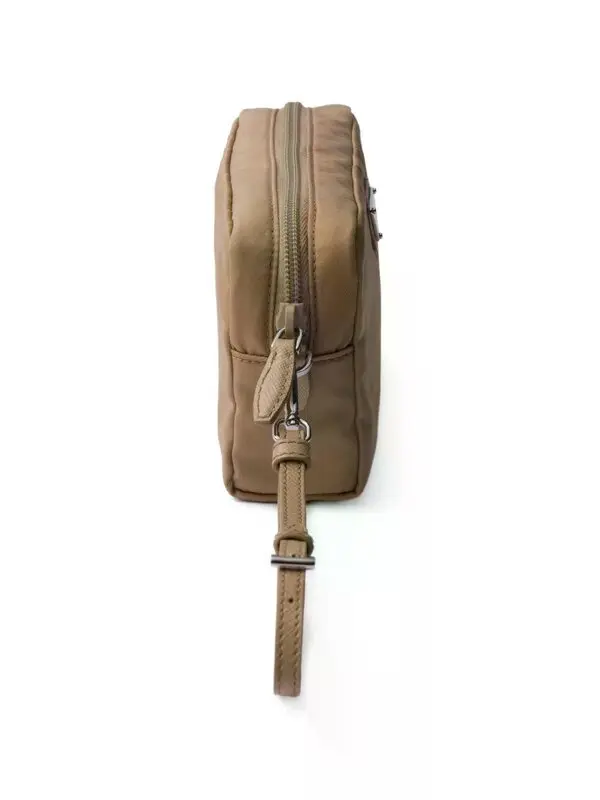 Prada Small Re-nylon Pouch With Enameled Triangle Logo And Wristlet