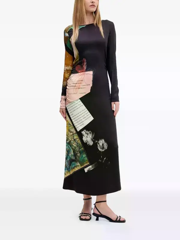 Desigual Patchwork-print Ruched Midi Dress