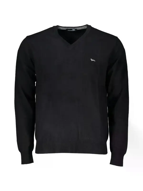 HARMONT & BLAINE Embroidered V-neck Sweater - Black