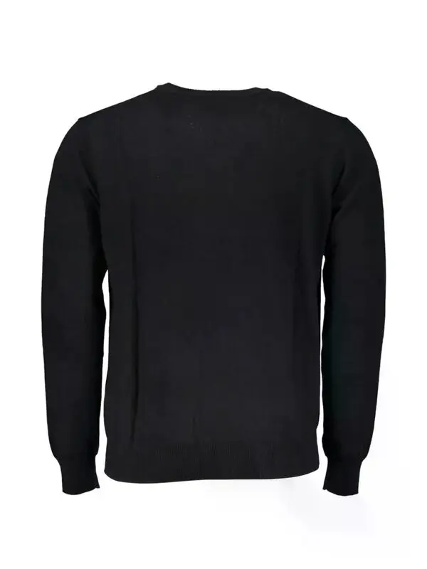 HARMONT & BLAINE Embroidered V-neck Sweater - Black