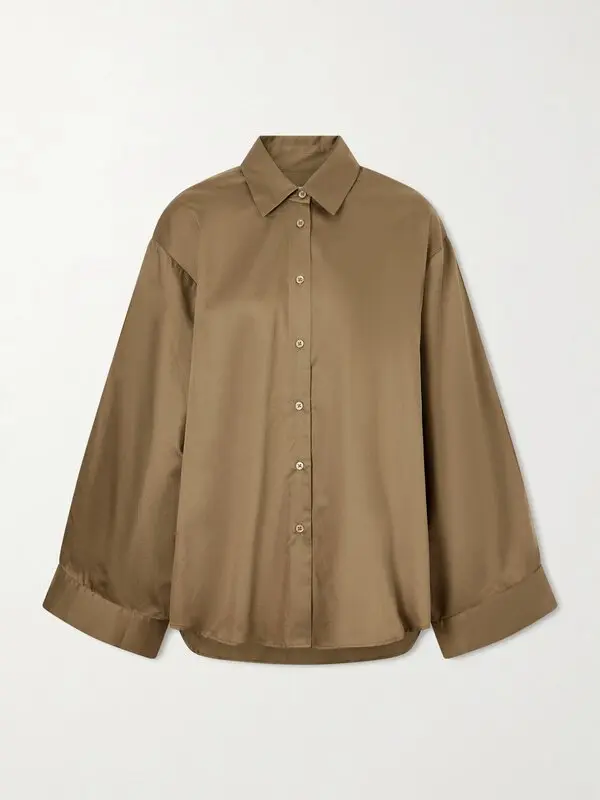 THE FRANKIE SHOP Tila Cotton-poplin Shirt - Brown