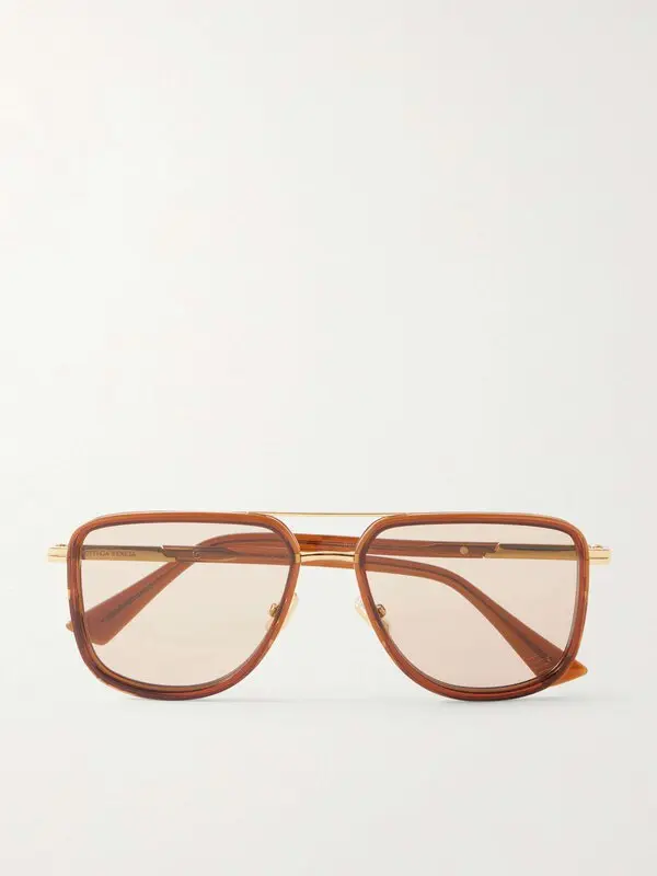 Bottega Veneta Aviator-frame Metal Sunglasses - Gold
