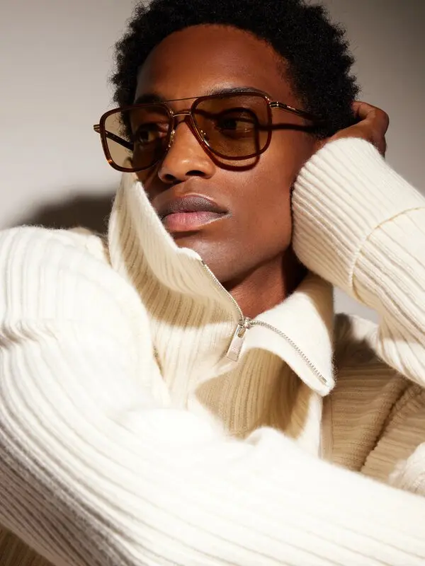 Bottega Veneta Aviator Metal Sunglasses