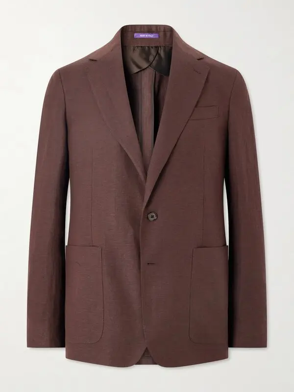Ralph Lauren Purple Label Silk And Linen-blend Suit Jacket - Brown