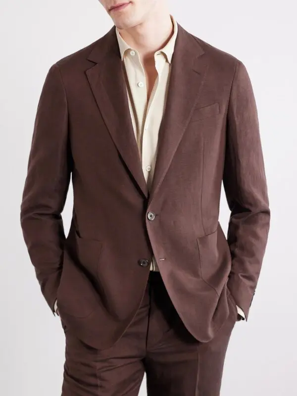 Ralph Lauren Purple Label Silk And Linen-blend Suit Jacket