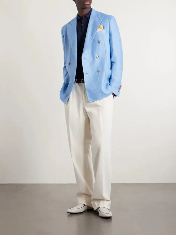 DE PETRILLO Double-breasted Linen Blazer