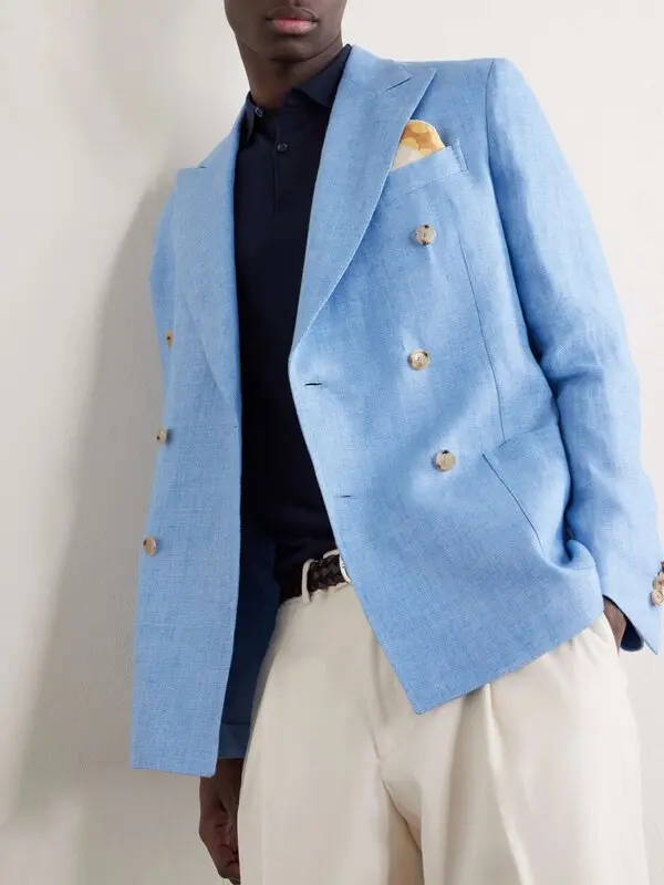 DE PETRILLO Double-breasted Linen Blazer