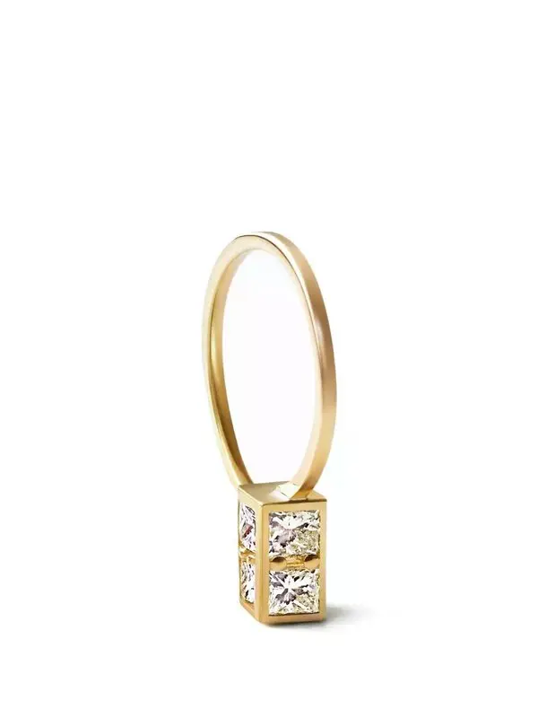 Shihara Box-shaped Diamond Single Earring - Gold