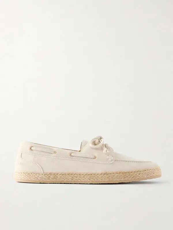 Brunello Cucinelli Suede Boat Shoes - Cream
