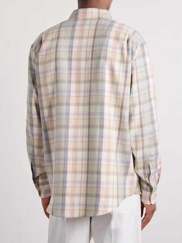 Ralph Lauren Purple Label Checked Hemp And Cotton-blend Twill Shirt - Neutrals