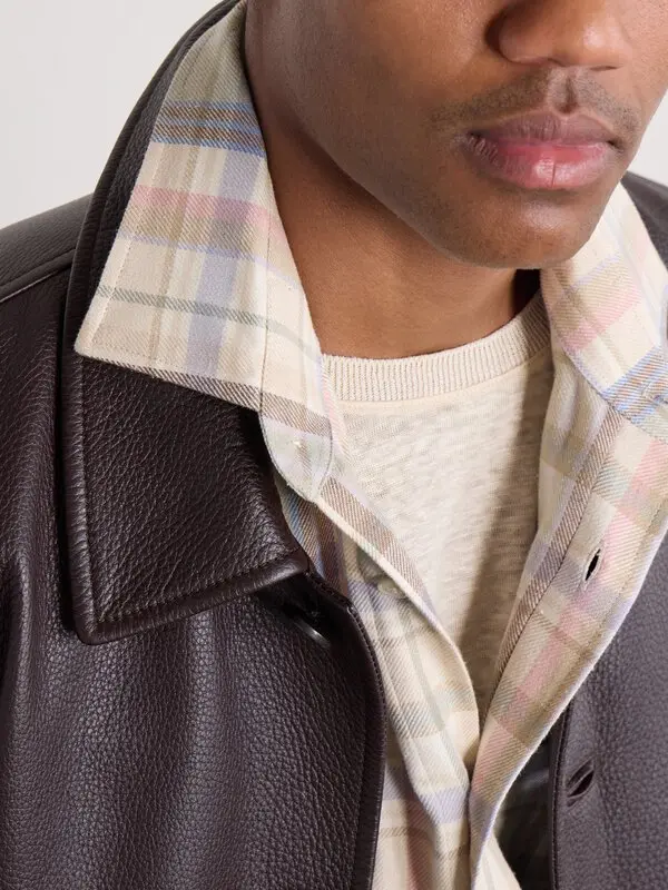 Ralph Lauren Purple Label Checked Hemp And Cotton-blend Twill Shirt - Neutrals