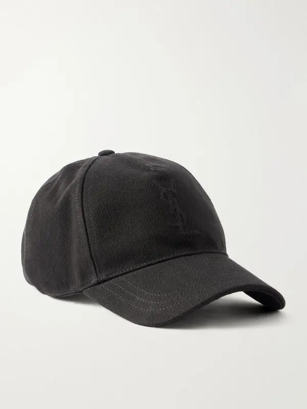 Saint Laurent Logo-debossed Cotton-twill Baseball Cap - Black