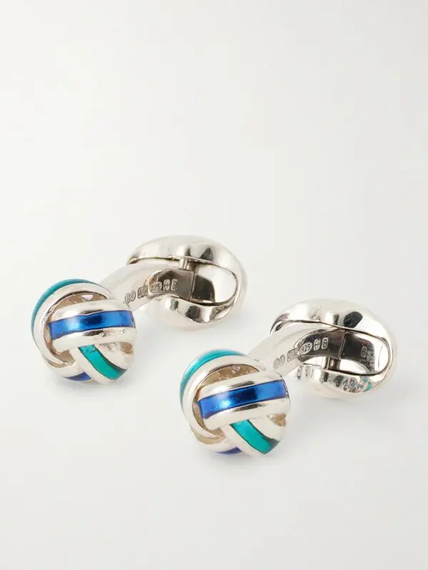 DEAKIN & FRANCIS Enamel Sterling Silver Cufflinks - Blue