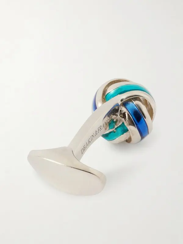 DEAKIN & FRANCIS Enamel Sterling Silver Cufflinks - Blue