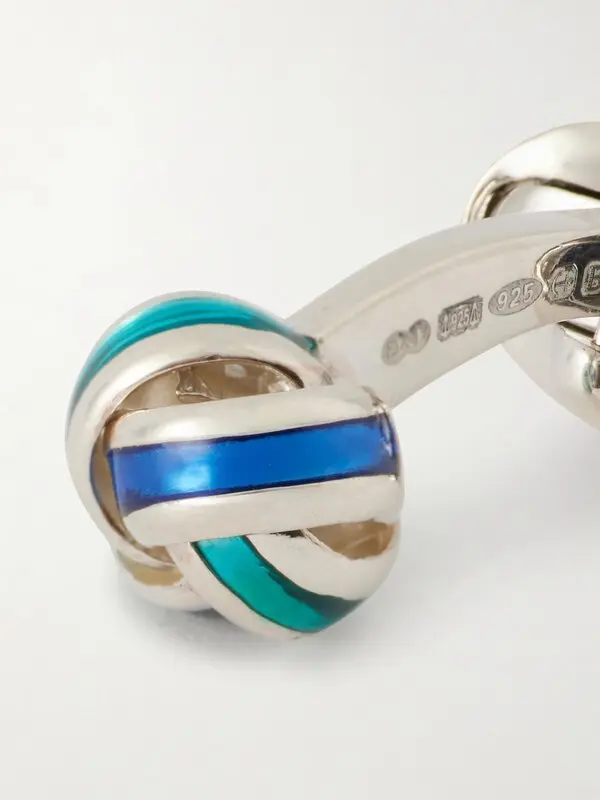 DEAKIN & FRANCIS Enamel Sterling Silver Cufflinks - Blue
