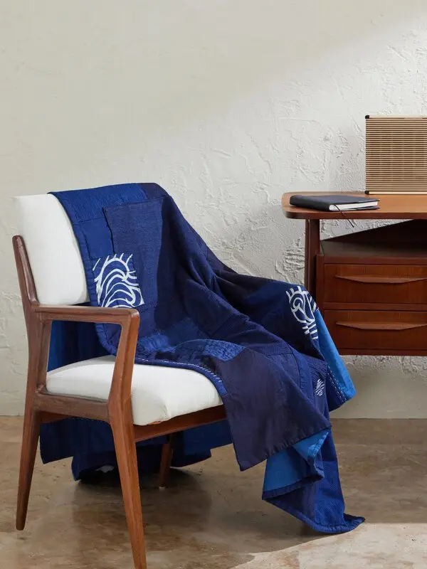 Blue Blue Japan Nenrin Patchwork Cotton And Linen-blend Blanket