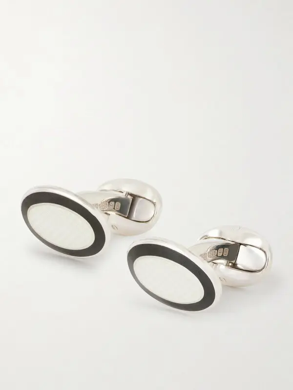 DEAKIN & FRANCIS Enamel Sterling Cufflinks - Silver