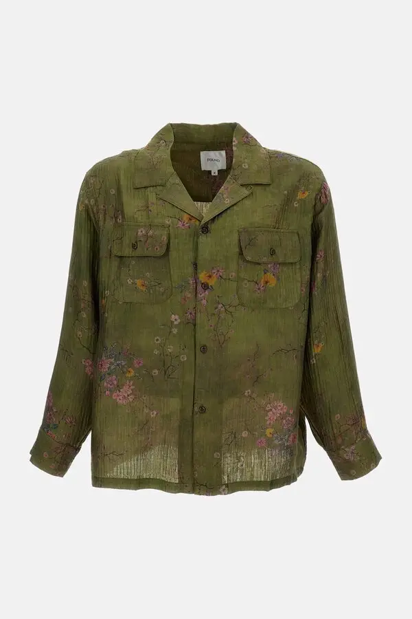 FOUND Floral Moss Camp Shirt - Green