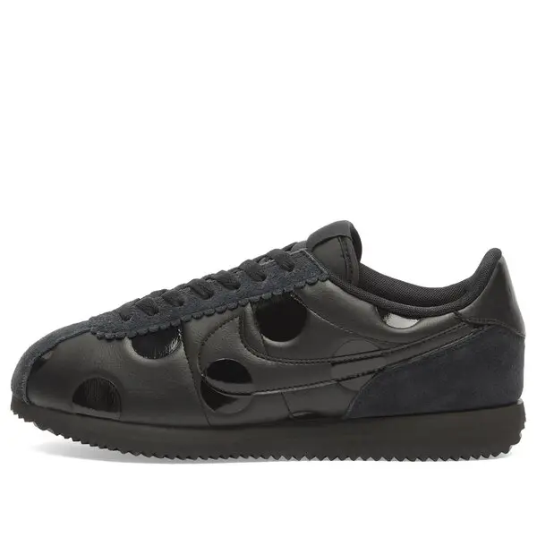 Nike Cortez Dot Embossed Leather Sneakers - Black
