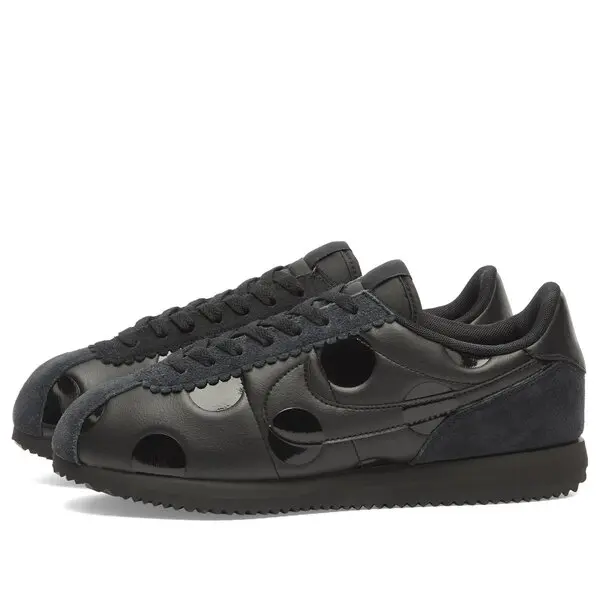 Nike Cortez Dot Embossed Leather Sneakers - Black