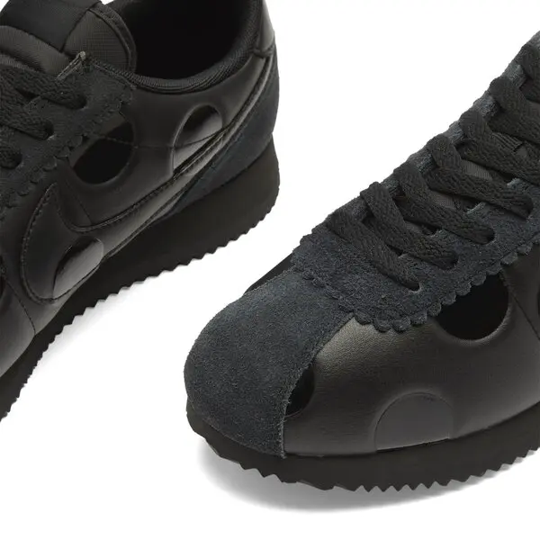 Nike Cortez Dot Embossed Leather Sneakers - Black