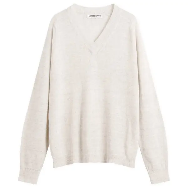 Our Legacy Linen Rue V-neck Jumper - Soft Ecru
