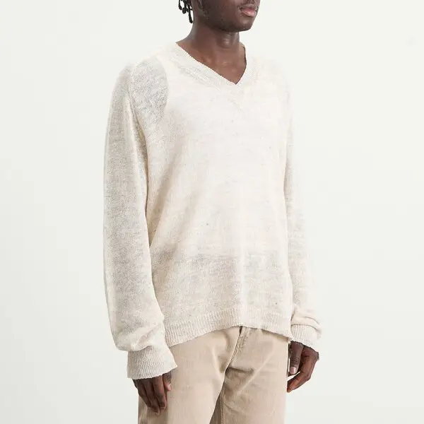 Our Legacy Linen Rue V-neck Jumper - Soft Ecru