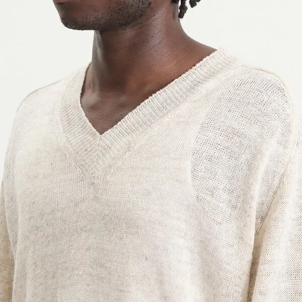Our Legacy Linen Rue V-neck Jumper - Soft Ecru