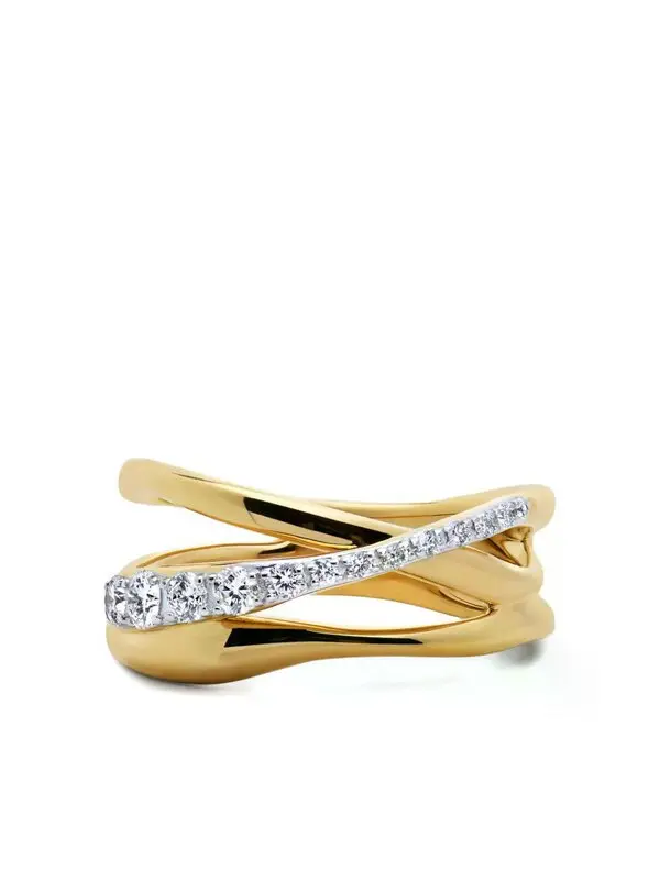 Monica Vinader Pavé Diamond Crossover Ring - Gold