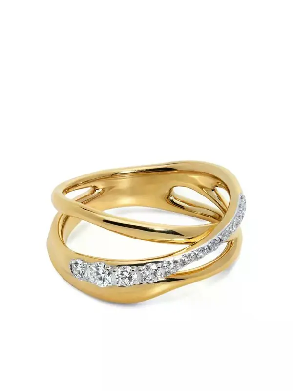 Monica Vinader Pavé Diamond Crossover Ring - Gold