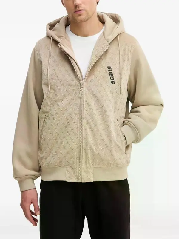 Guess Hooded Zip-up Jacket - Neutrals