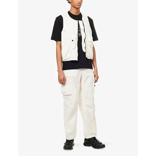 Stone Island Compass-badge Ripstop Utility Zip-up Cotton-blend Gilet