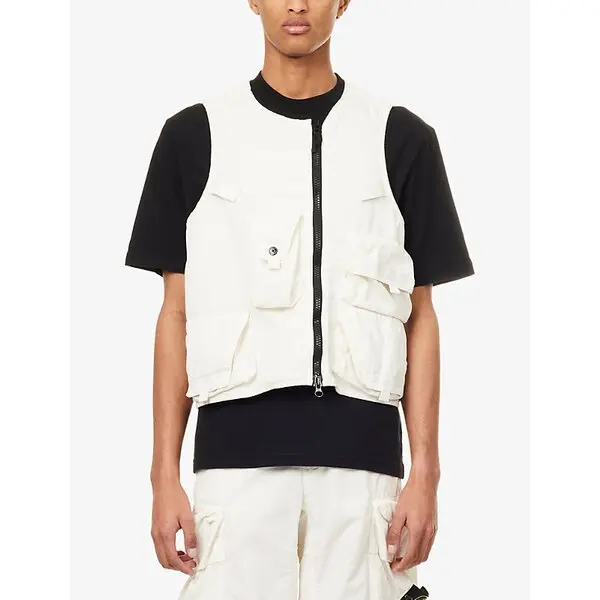 Stone Island Compass-badge Ripstop Utility Zip-up Cotton-blend Gilet